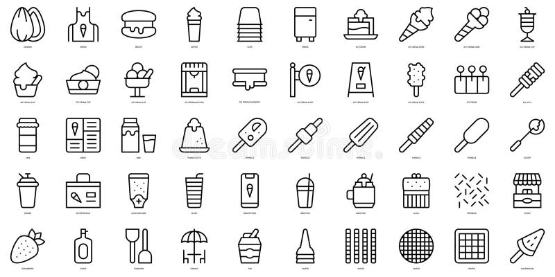 Set of Thin Line Ice Cream Shop Icons. Vector Illustration Stock Vector ...