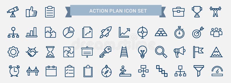 Set Thin Line Icons Action Plan for Personal Business Development, Idea ...
