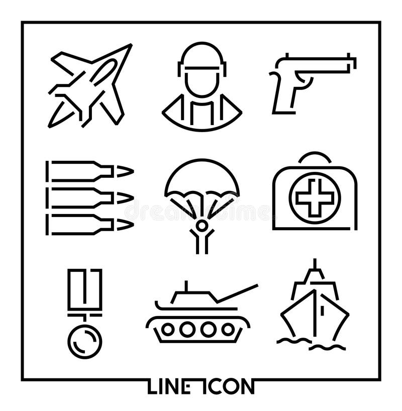 Thin Line Military Icons Stock Illustrations – 2,493 Thin Line Military ...