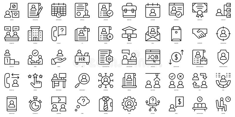 Set of Thin Line Job Interview Icons. Vector Illustration Stock Vector ...