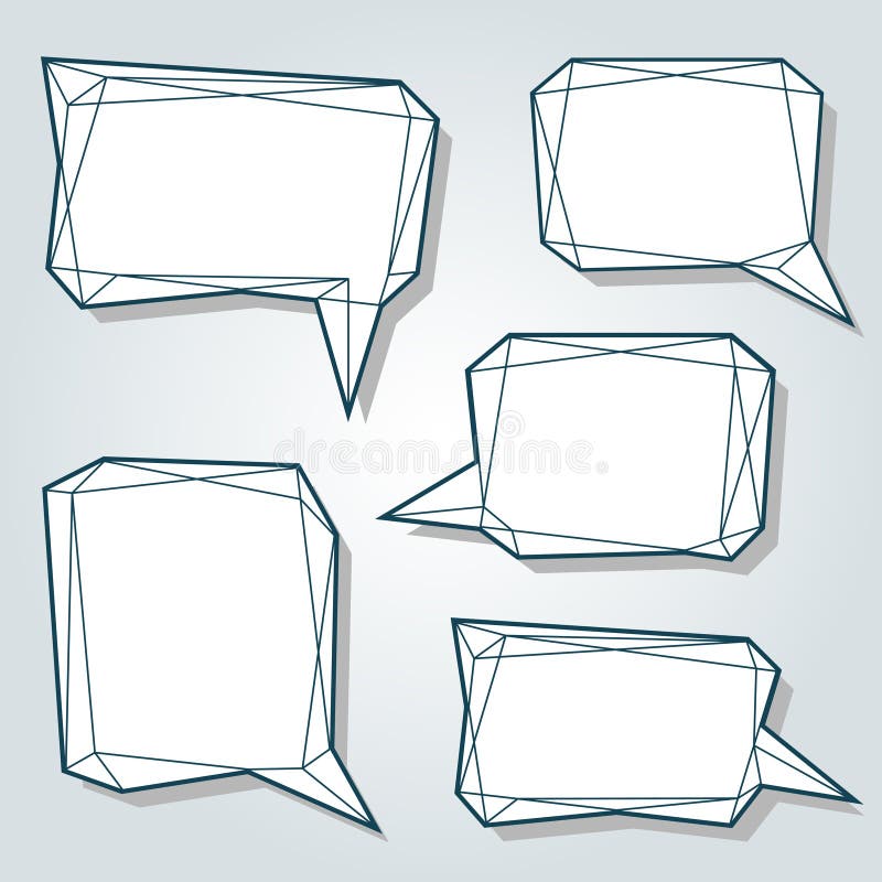 Set of Thin Line Low Polygon 3d Abstract Speech Bubbles. Stock Vector ...
