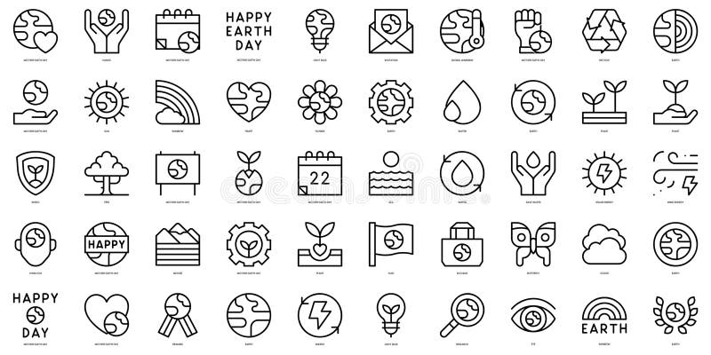 Set of Thin Line Mother Earth Day Icons. Vector Illustration Stock ...