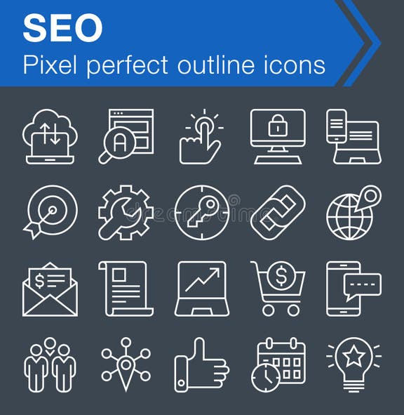 Set of Thin Line Search Engine Optimization Icons. Stock Vector ...