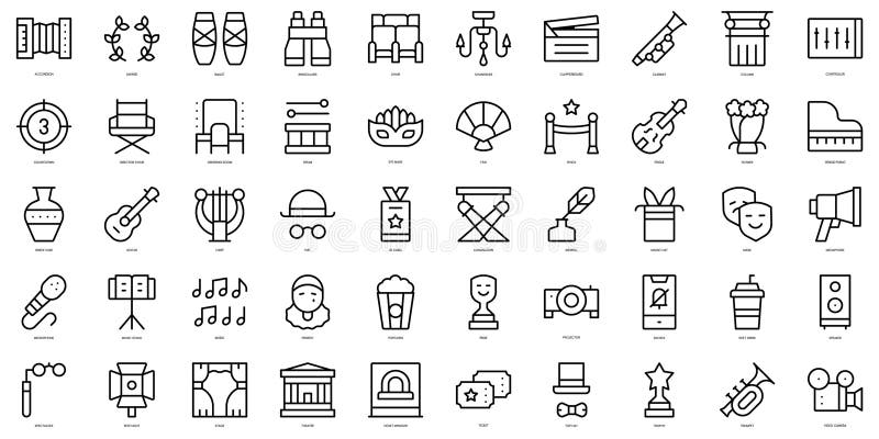Set of Thin Line Theatre Icons. Vector Illustration Stock Vector ...