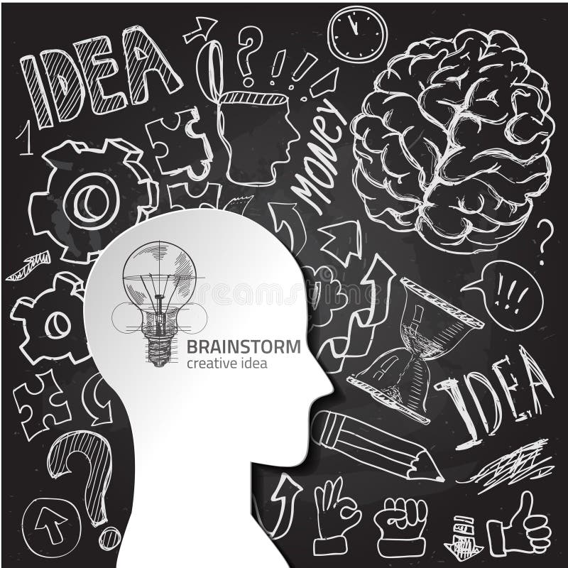 Set of Thinking Doodles Elements Stock Vector - Illustration of drawing ...