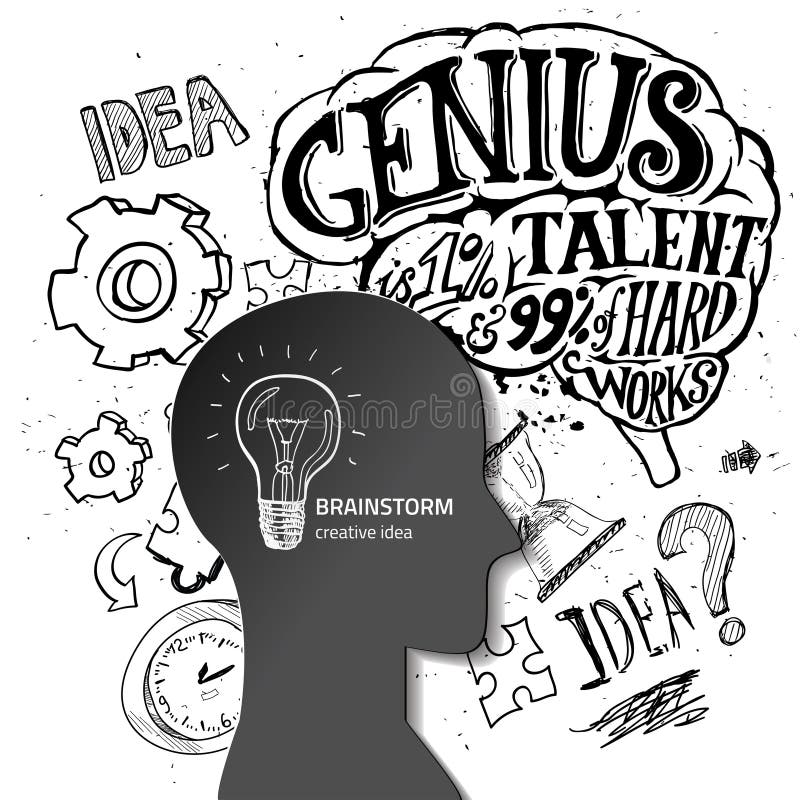 Set of Thinking Doodles Elements Stock Vector - Illustration of chart ...