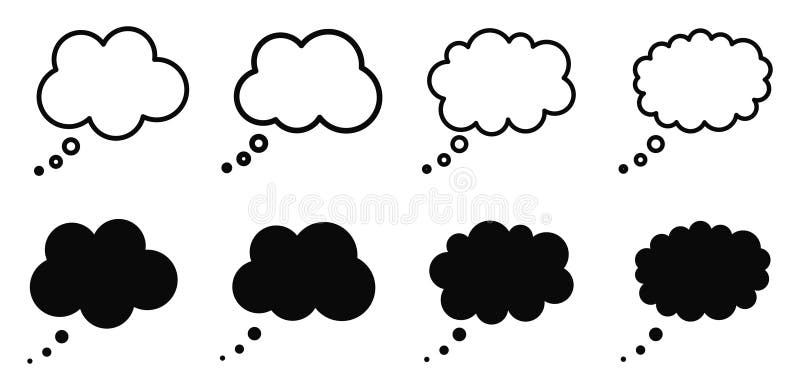 A Set of Thought Bubble Icons. Thinking. Empty Clouds of Thoughts ...