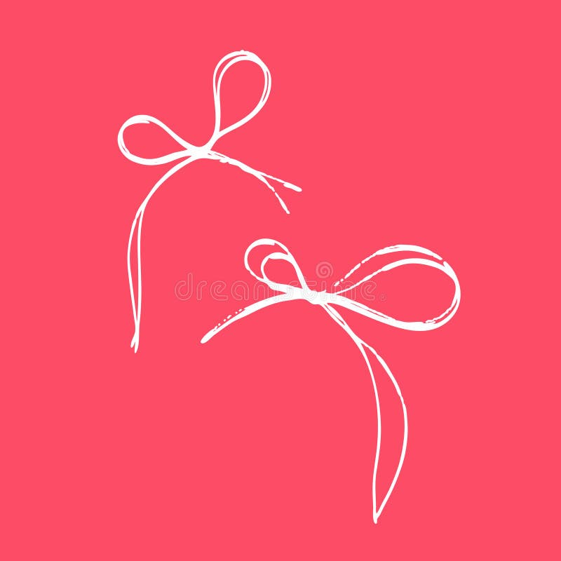 Thread Scribble Bow, Double-looped Knot. Black Line Abstract Scrawl ...