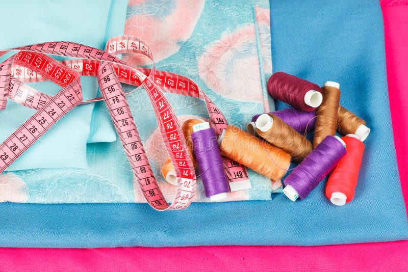Set of Thread for Sewing Clothes Stock Image - Image of hair, tape ...