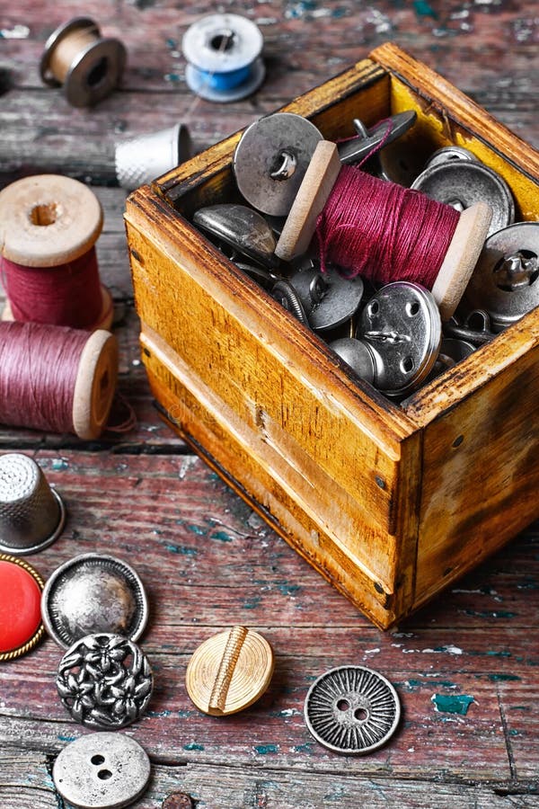 Set of threads and buttons stock image. Image of leisure - 80740623
