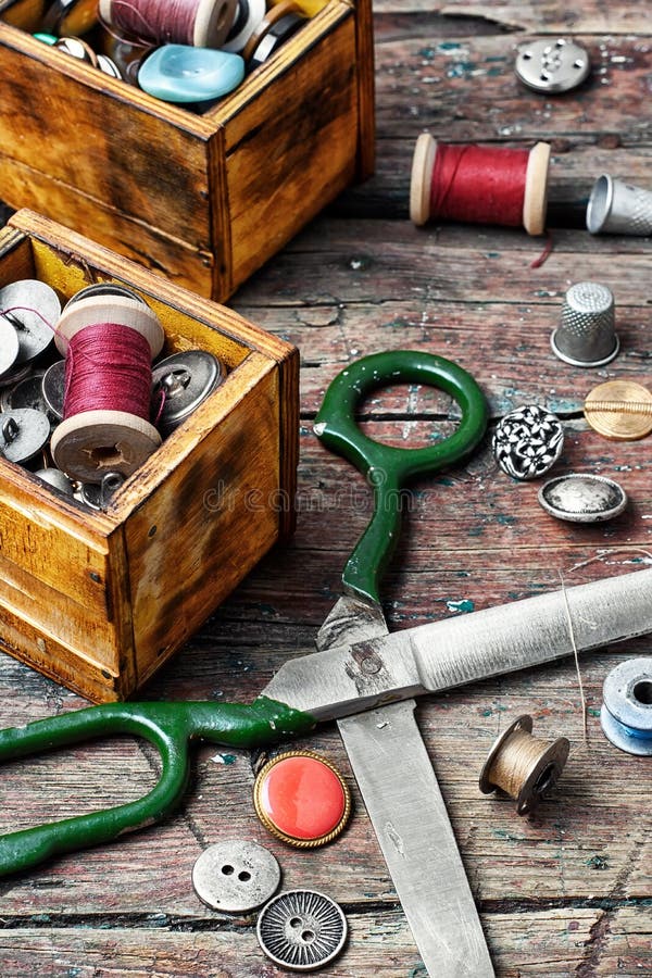 Set of threads and buttons stock photo. Image of skill - 80739066