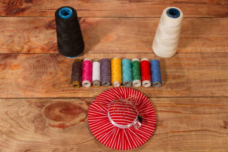 Set of threads and pins stock image. Image of straight - 73622491