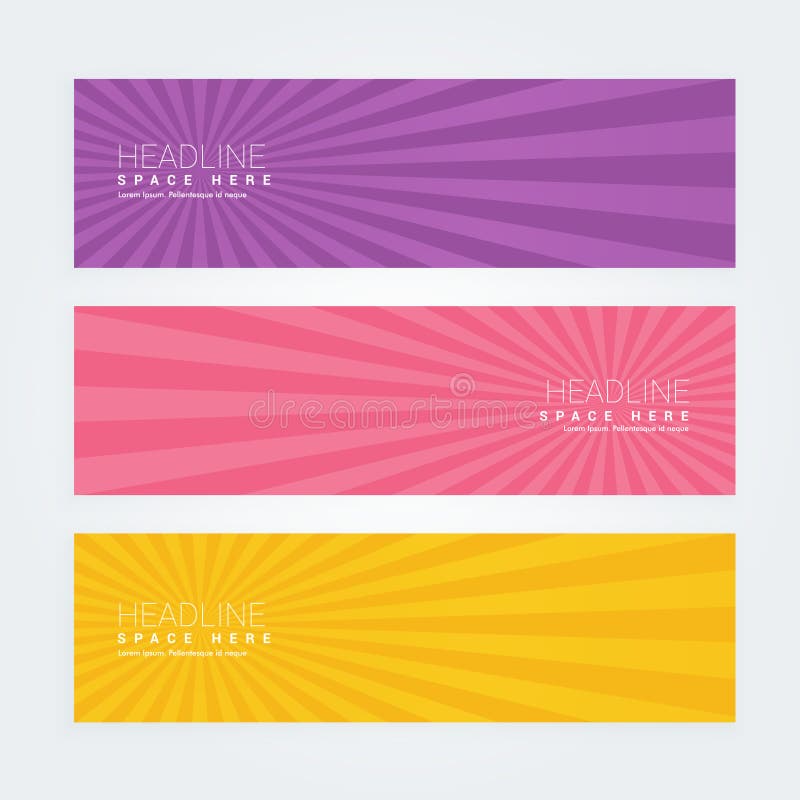 Set of Three Abstract Banners with Rays Stock Vector - Illustration of ... Set of Three Abstract Banners with Rays Stock Vector - Illustration of ...