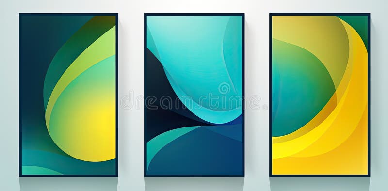 Set of Three Abstract Colorful Painted Artwork Stock Illustration ...