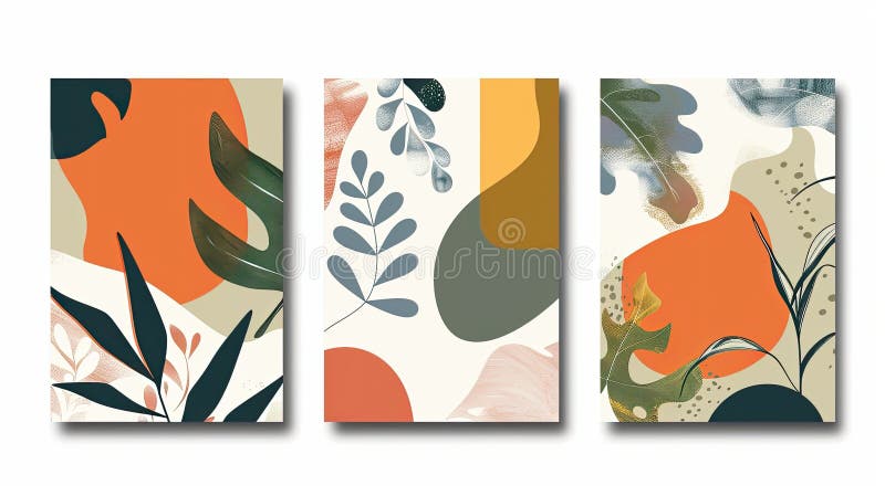 Set of Three Abstract Colorful Posters, Warm Colours Stock Illustration ...