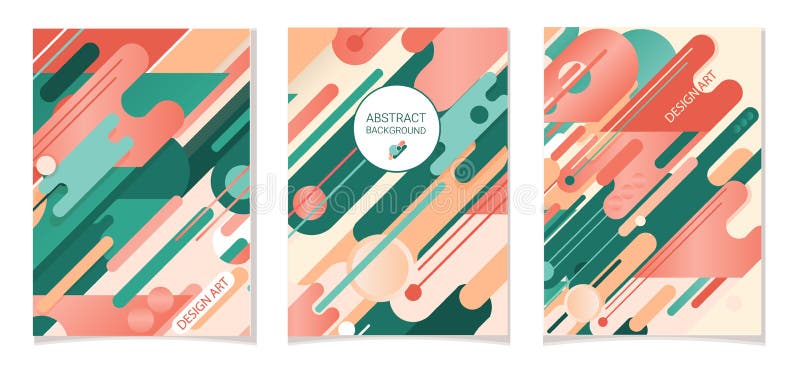 Set of Three Abstract Compositions from Rounded Bands, Modern Colors ...