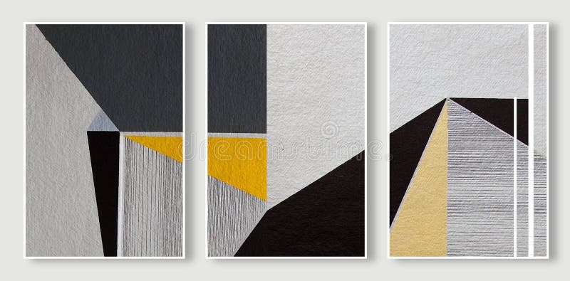 A Set of Three Abstract Hand Drawn Three-dimensional Geometric Art ... A Set of Three Abstract Hand Drawn Three-dimensional Geometric Art ...