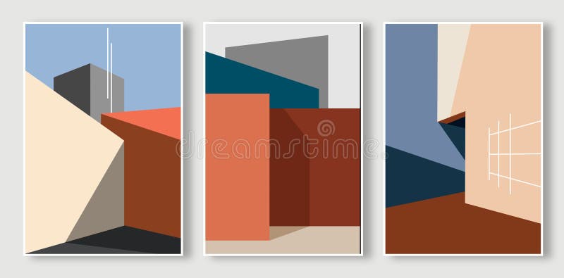 A Set of Three Abstract Hand Drawn Three-dimensional Geometric Art ... A Set of Three Abstract Hand Drawn Three-dimensional Geometric Art ...