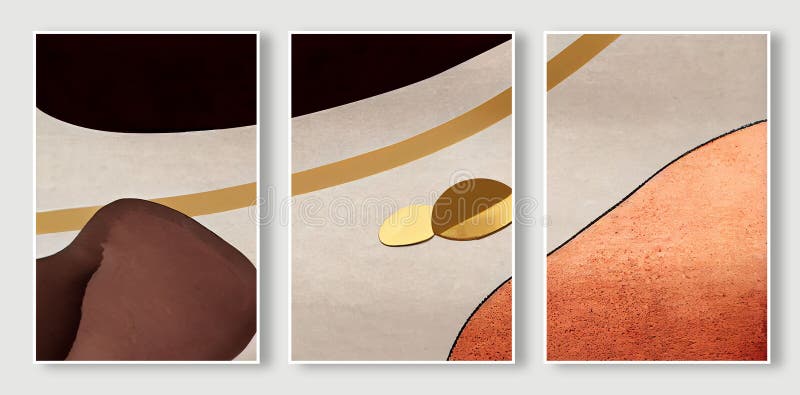 A Set of Three Abstract Hand-drawn Line Geometric Hanging Paintings ...