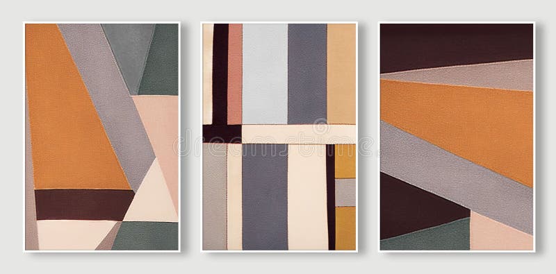 Set of Three Abstract Painting Background Walls with Strong Decorative ...