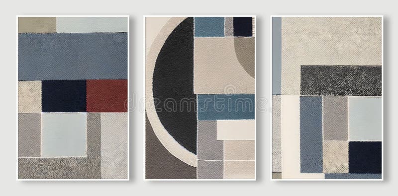 Set of Three Abstract Painting Background Walls with Strong Decorative ...