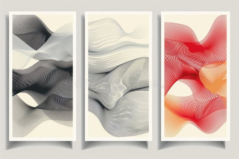 Set of Three Abstract Paintings in Various Shapes. Great for Interior ...