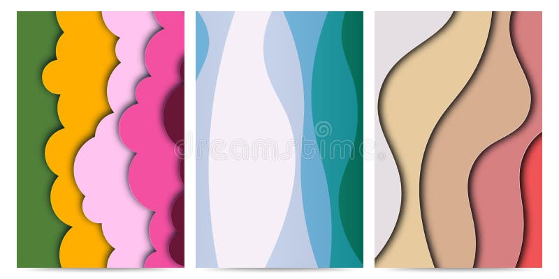 Set of Three Background with Paper Cut Shapes Stock Vector ...