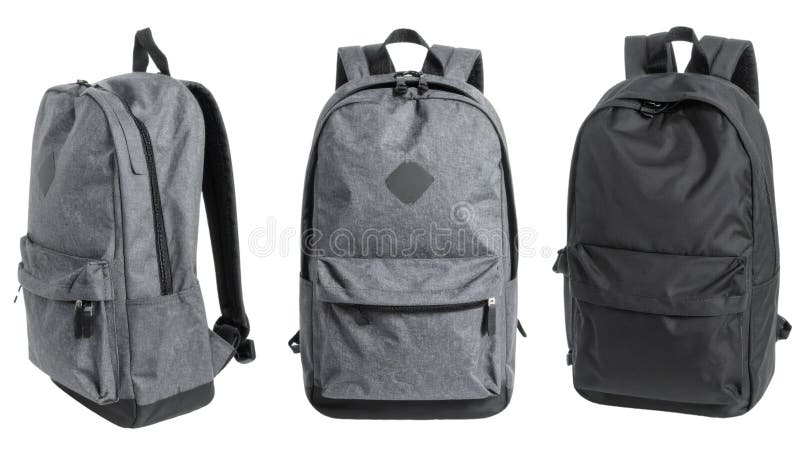 Set of Three Backpacks from Different Angles Isolated on Transparent ...