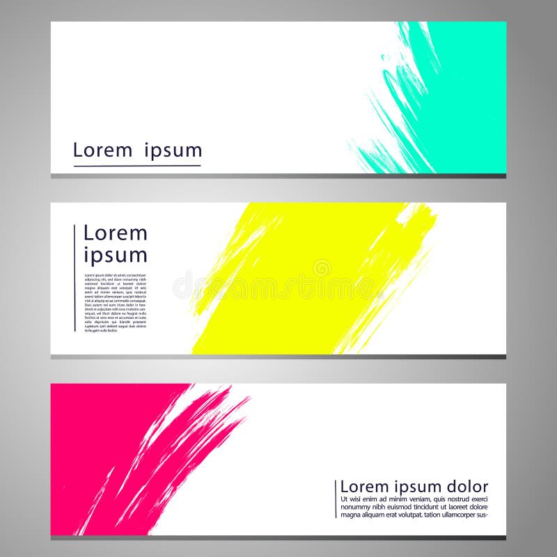 Set of Three Banners, Abstract Headers with Hand Painted Colorful ...