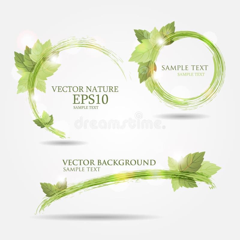 Set of Three Banners with Fresh Green Leaves Stock Vector ...