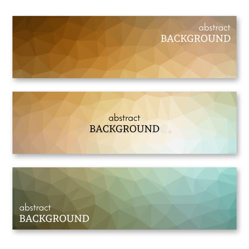Set of Three Banners in Low Poly Art Style Stock Vector - Illustration ...