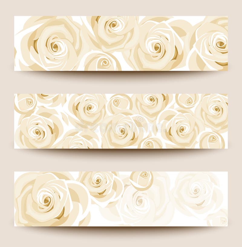 Vector Set of Three Banners with White Roses. Stock Vector ...