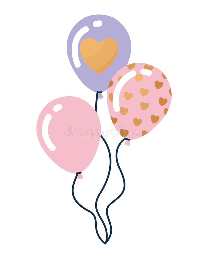 Set of Three Birthday Balloons Stock Vector - Illustration of happy ...