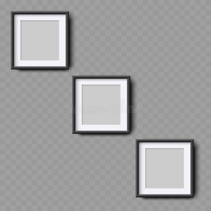 Set of Three Black Square Frames Mockup. Gallery Wall Stock Vector ...