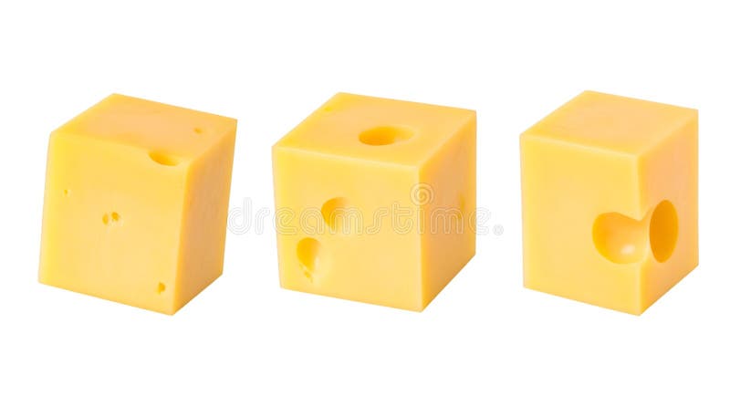 Set of Three Blocks of Cheese from Different Angles, Creating a Visual ...