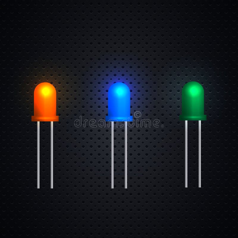 Set of Three Bright LEDs, Vector Illustration Stock Vector ...