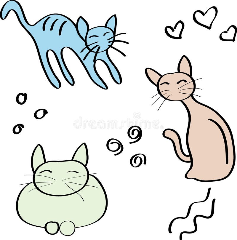 Set of three cats. stock vector. Illustration of drawing - 121759012