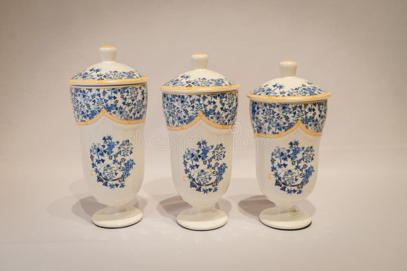 Set of Three Ceramic Jars with Blue Flower Pattern: a Charming Storage ...