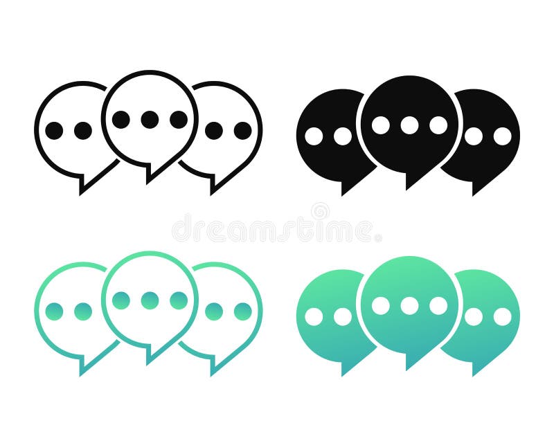 Set of Three Chat Speech Message Bubbles. Forum Icon. Communication ...