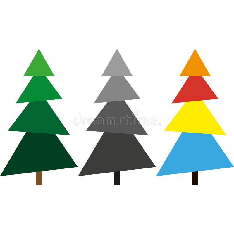 Set of Three Christmas Trees Stock Vector - Illustration of holidays ...