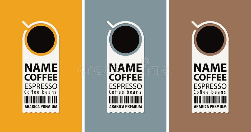 Set of Three Labels for Coffee Beans with Barcodes Stock Vector ...