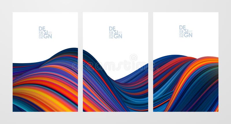Set of Three Colorful Flow Poster Backgrounds. Modern Design Stock ...