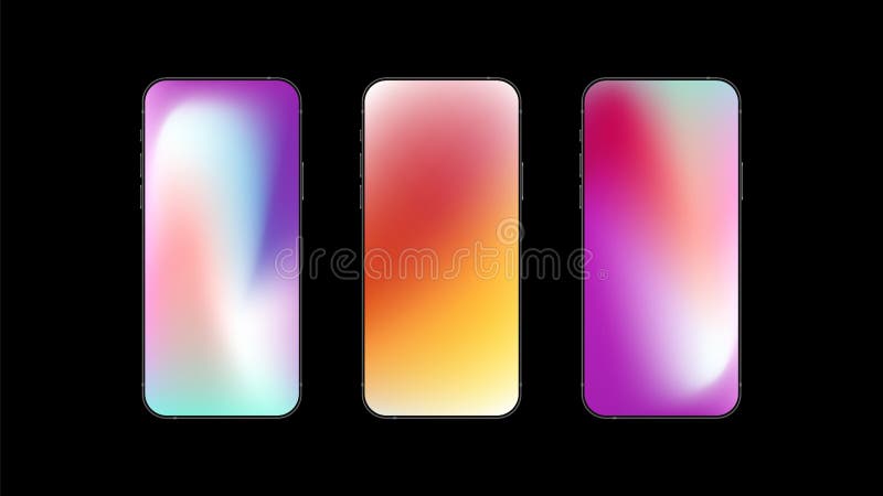 Set of Three Colorful Gradient Backgrounds on Smartphone Stock Vector ...