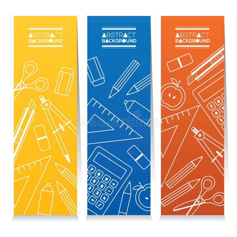 Set of Three Colorful Vertical Banners Education Concept Stock Vector ...