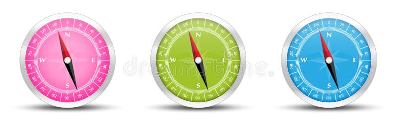 The set of three compasses stock vector. Illustration of green - 35306692