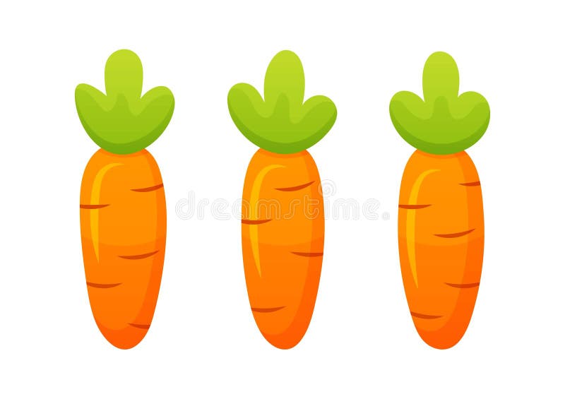 Three Cartoon Carrots. Vector Clipart Set Stock Vector - Illustration ...