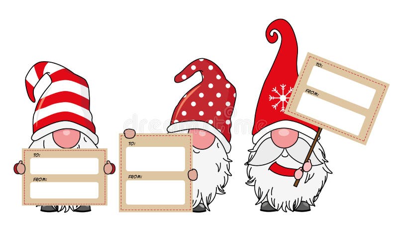 Set of Three Cutes Gnomes with Labels Stock Vector - Illustration of ...