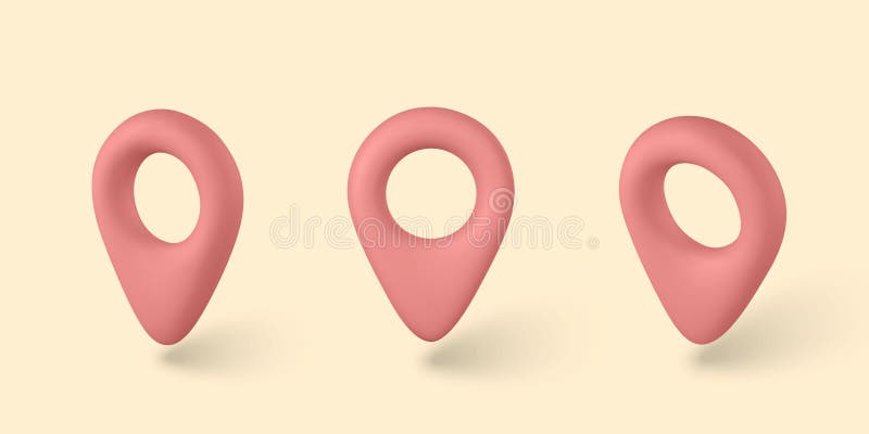 Set of Three 3d Pin Point Marker with Shadow. Location Icon on Map ...