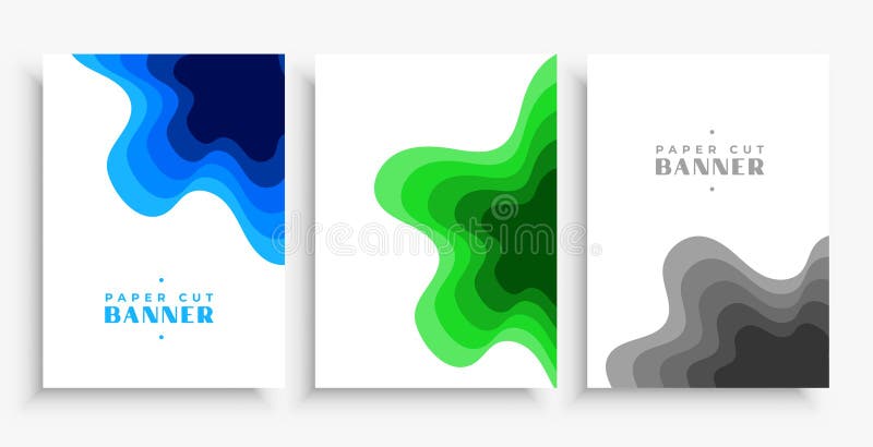 Set of Three 3d Style Paper Art Backdrop for Presentation Stock Vector ...