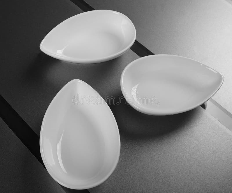 Set of Three Deep Porcelain Bowls. Top View Stock Image - Image of ...